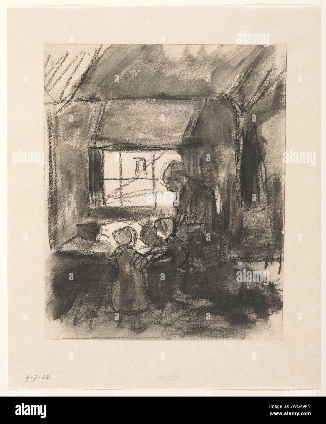 Interior with wife and two children, Hendrik Valkenburg, 1836 - 1896 ...