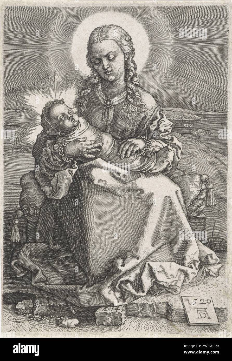 Maria with the Christ child on his lap, Johannes Wierix (attributed to), after Albrecht Dürer ...