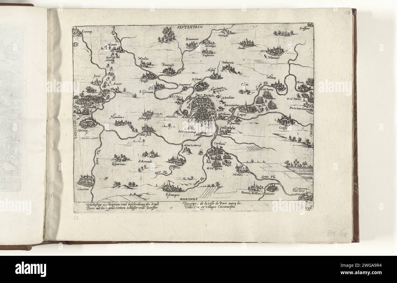 Map of Paris and surroundings, 1590, 1590 - 1612 print Map of Paris and ...