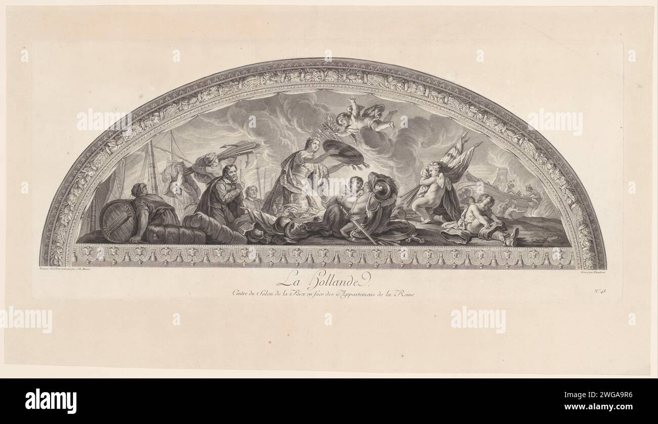 Ceiling painting in the Spiegelzaal of Versailles Castle, Louis ...