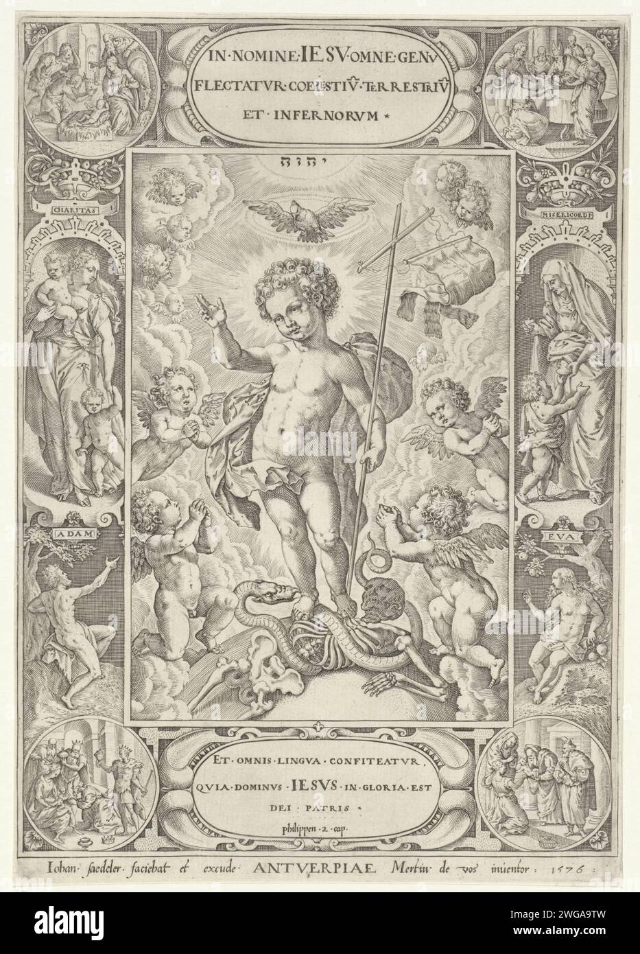 Christ as child, Johann Sadeler (I), After Maerten de Vos, 1576 print ...
