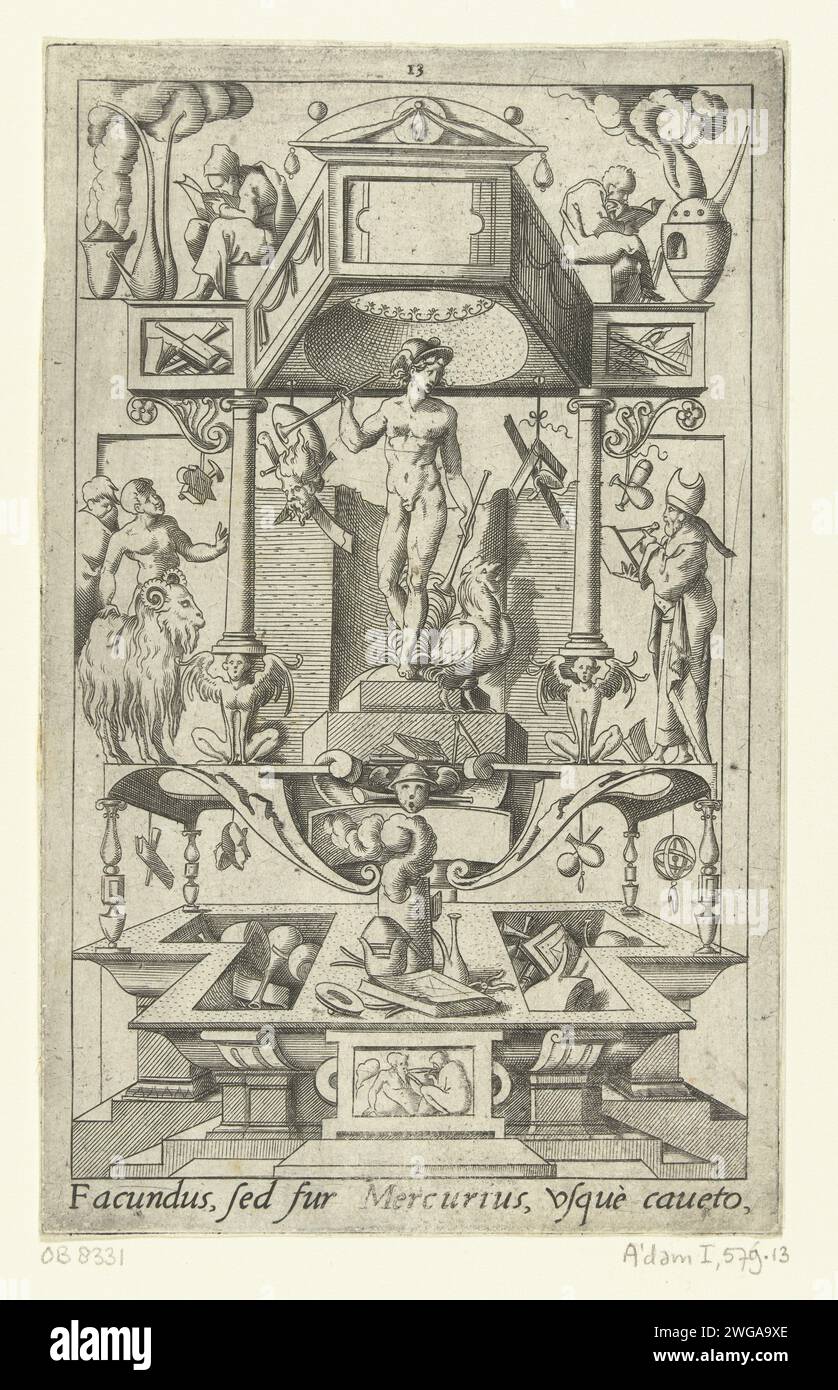 Mercury with a trumpet in each hand, 1551 - 1580 print At the bottom is ...
