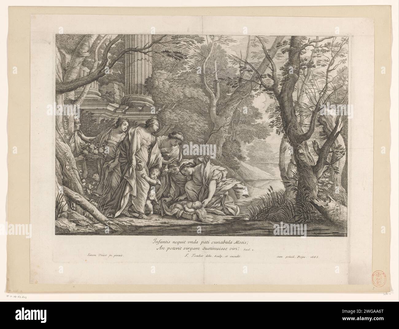 Moses saved from the water, François Tortebat, After Simon Vouet, 1665 ...