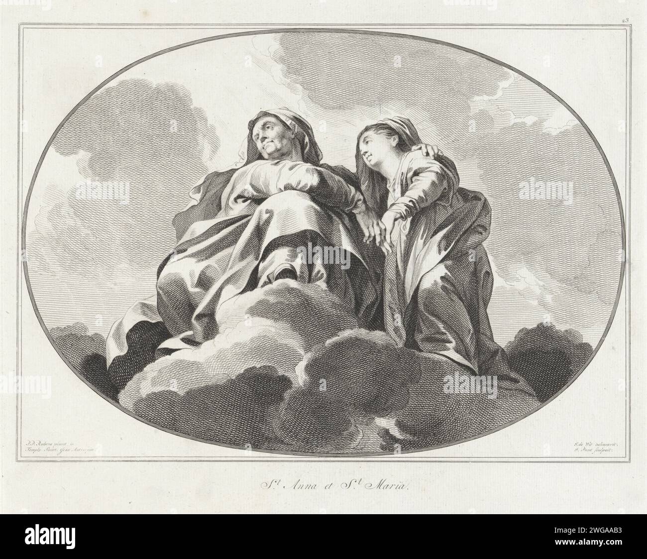 H. Anna and Maria in De Wolken, Jan Punt, After Jacob de Wit, after ...