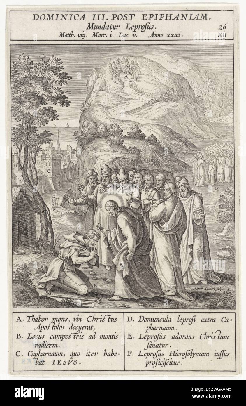 Christ heals a leper, Wierix (Rejected Attribution), After Bernardino Passeri, 1593 print A ...