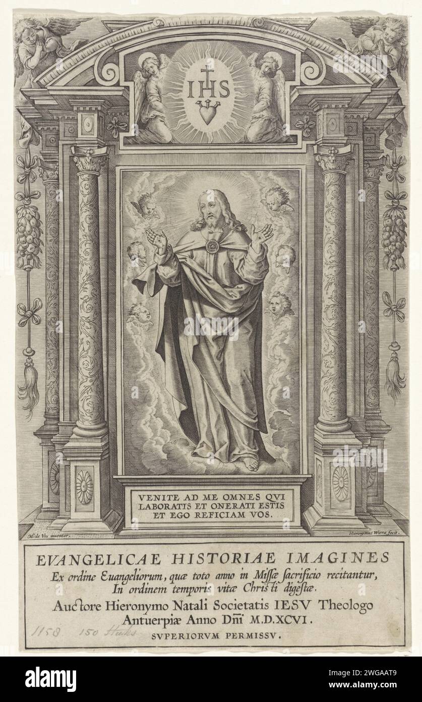 Christ shows his wounds, Hieronymus Wierix, After Maerten de Vos, 1596 print Christ shows his ...