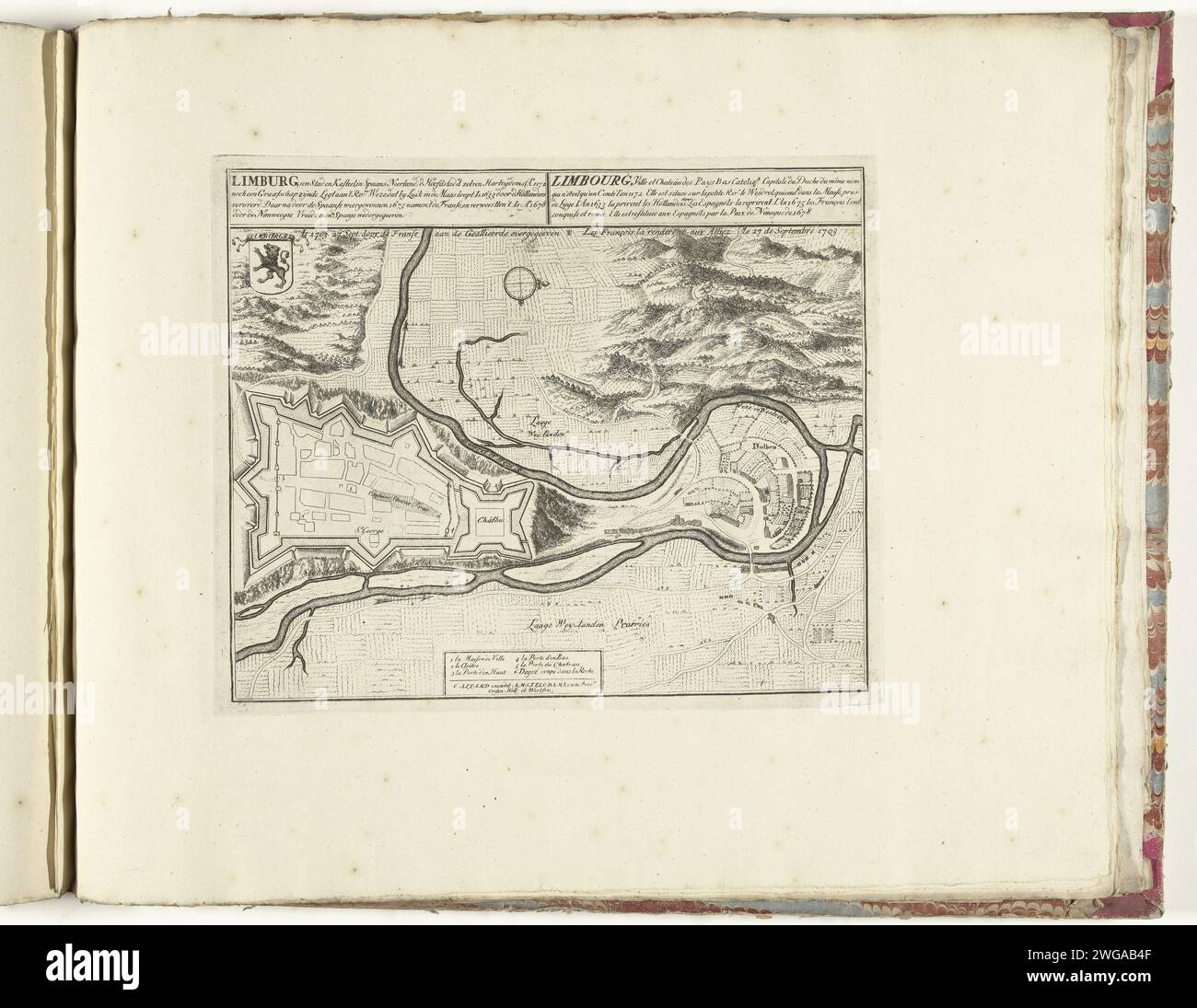 Map of Limburg, ca. 1701-1713, 1703 - 1714 print Map of the city of ...