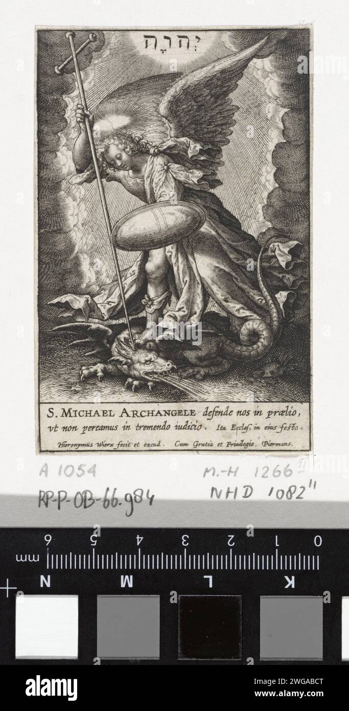 Michaël beats the dragon, Hieronymus Wierix, 1563 - Before 1619 print ...
