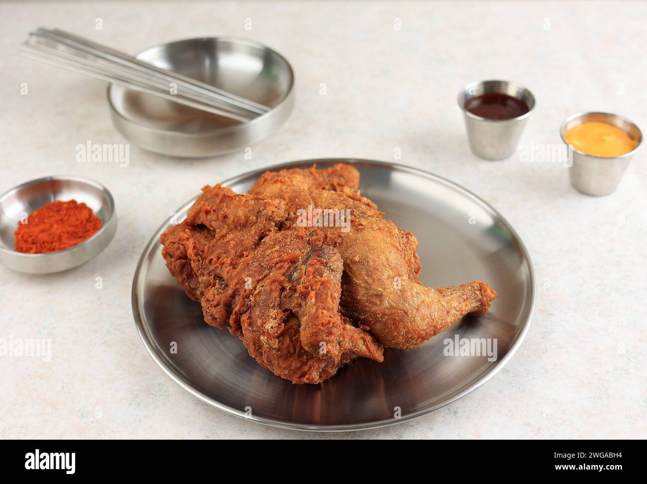 Korean Fried Whole Crispy Chicken or Style Market Deep Fried Sijang ...