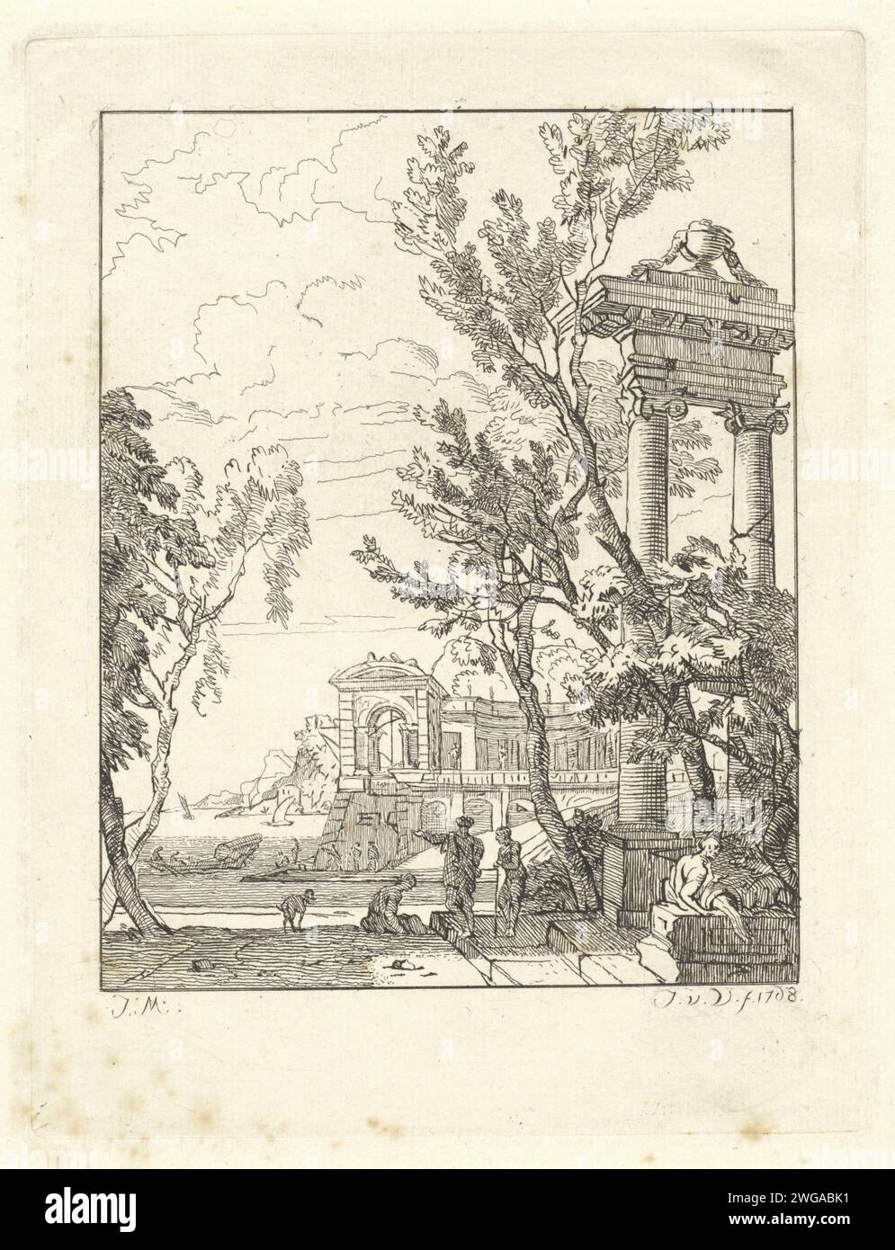 Classic palace on the water, Jan Jansz. van der Vinne, After Isaac de ...