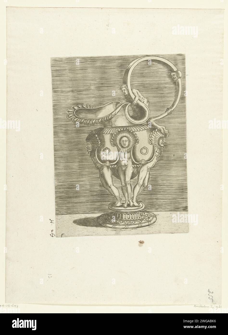 Can with ear, worn by three figures, 1548 print The jug is worn by ...