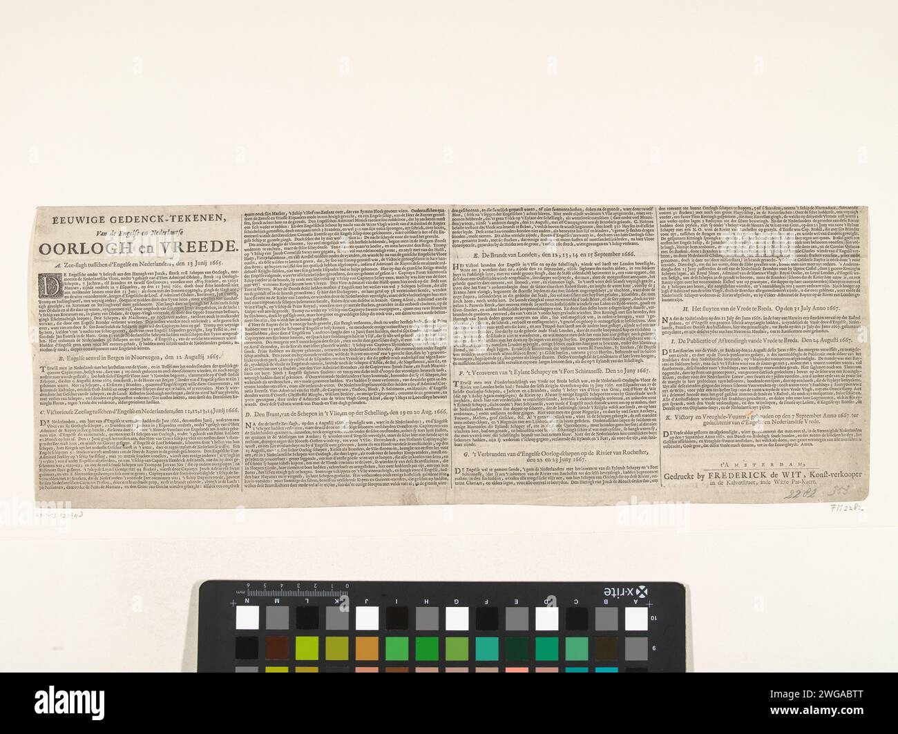 Text sheet at the print of the Peace of Breda, 1667, 1667 text sheet ...