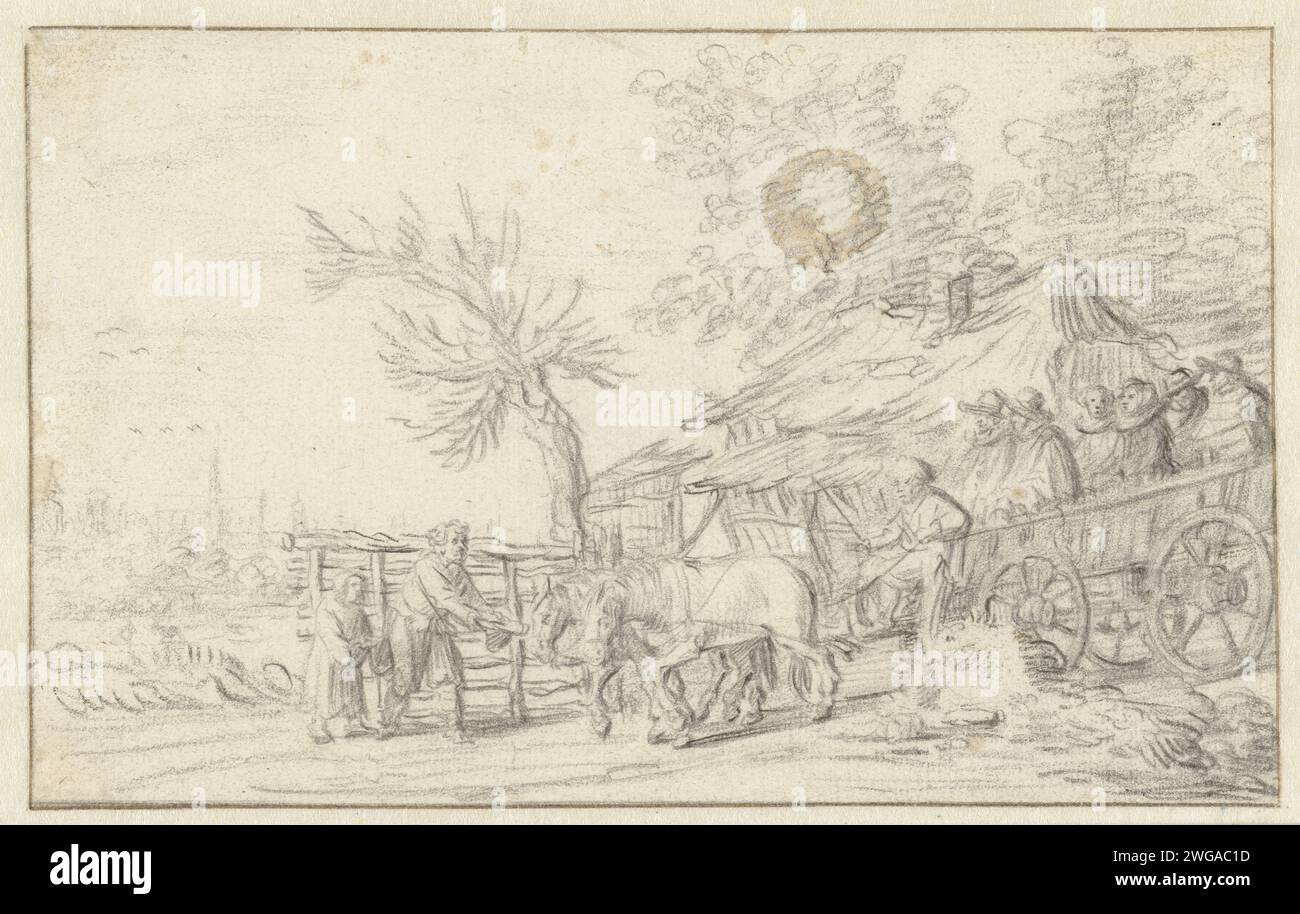 Car at a hut, Pieter de Molijn, 1650 - 1660 drawing Car with decent ...