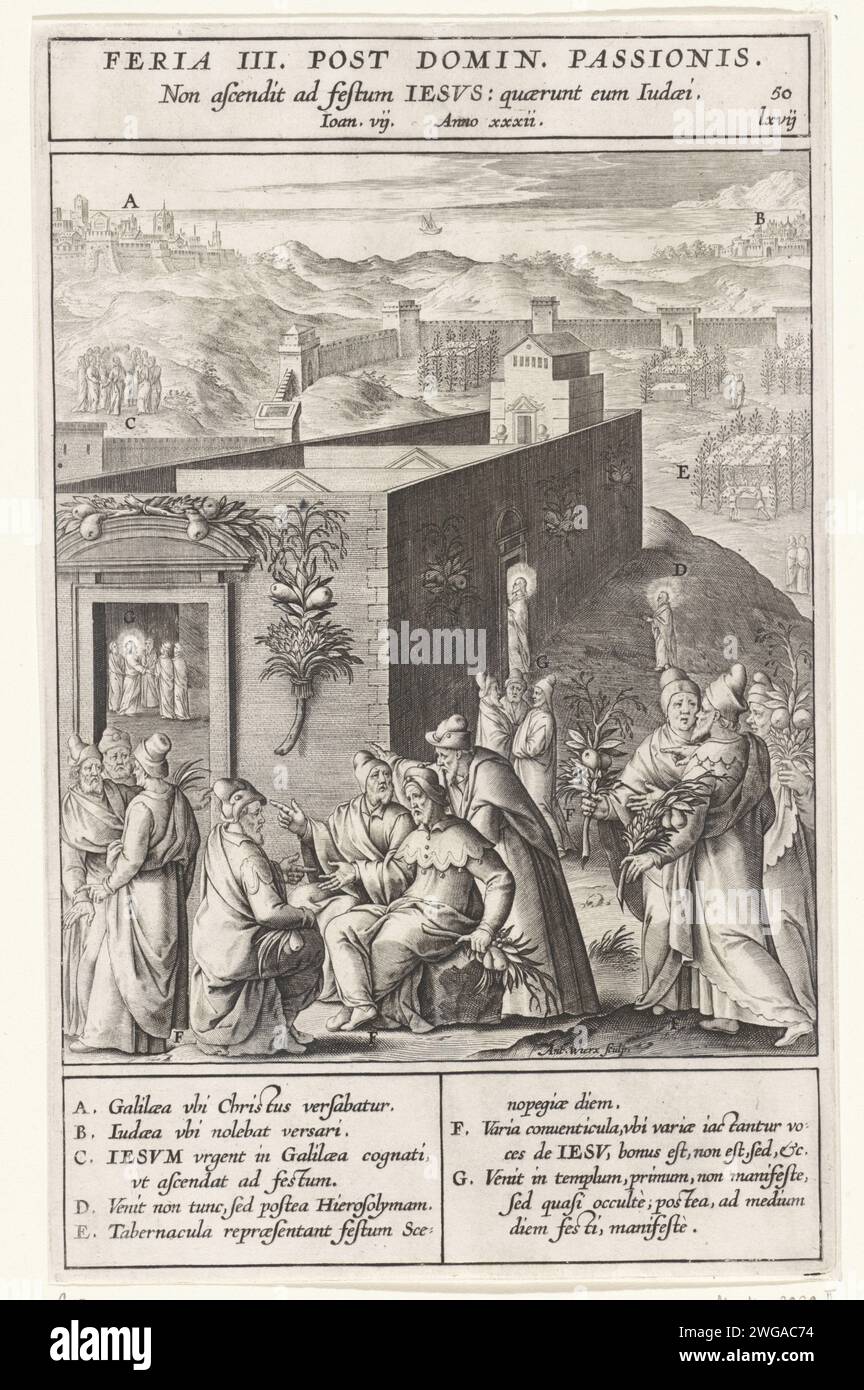 Christ at the Feast of Tabernacles, Antonie Wierix (II), After Bernardino Passeri, 1593 print ...