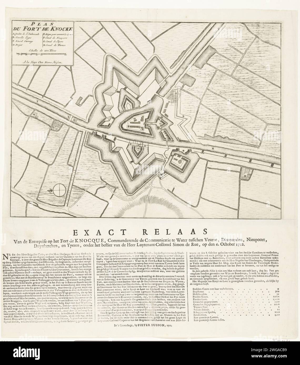Forty plan of Fort Knokke, 1712, 1712 print Forte Knokke fortress ...