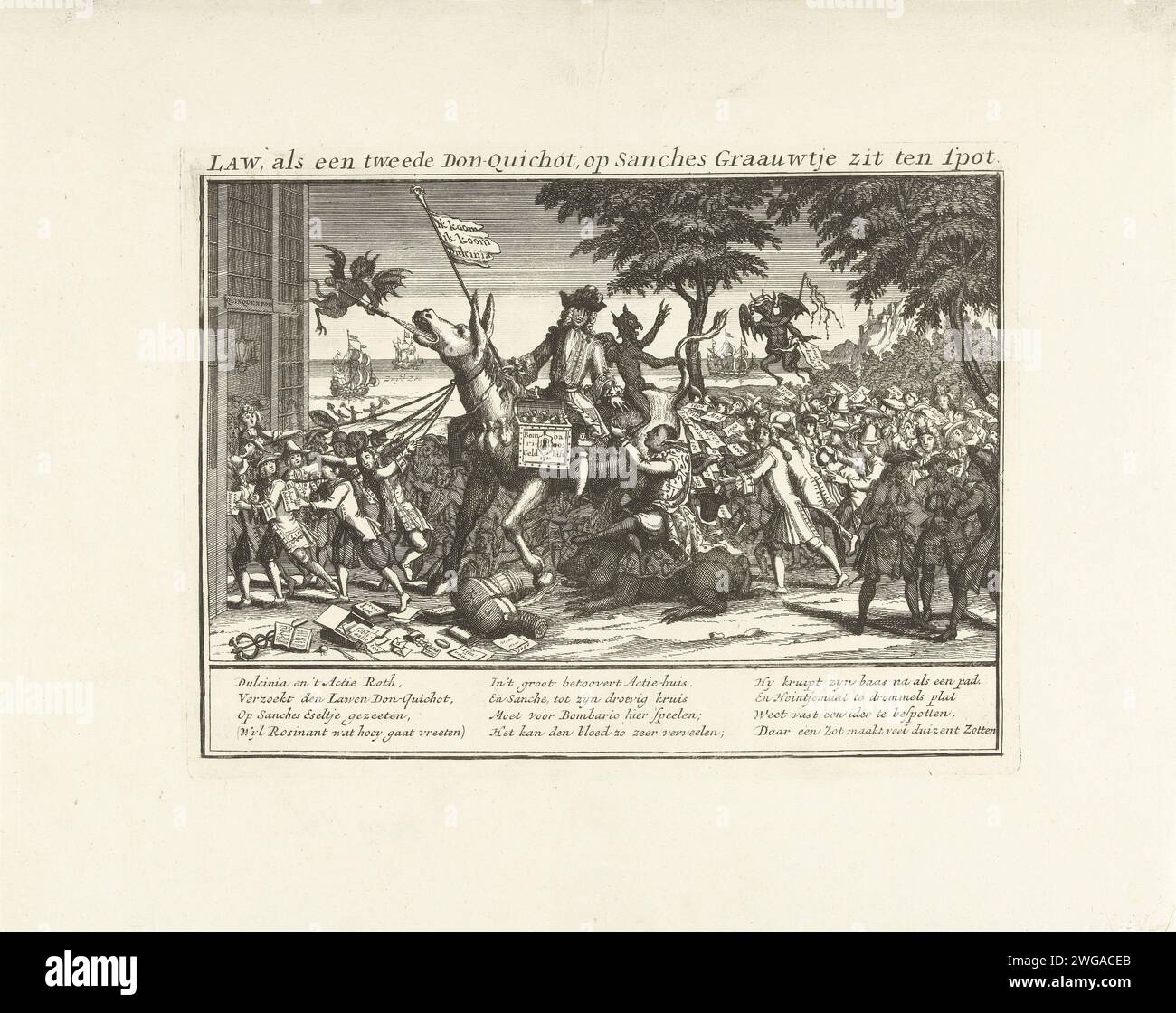 John Law on the donkey of Sancho Panza, 1720, 1720 print Cartoon on ...