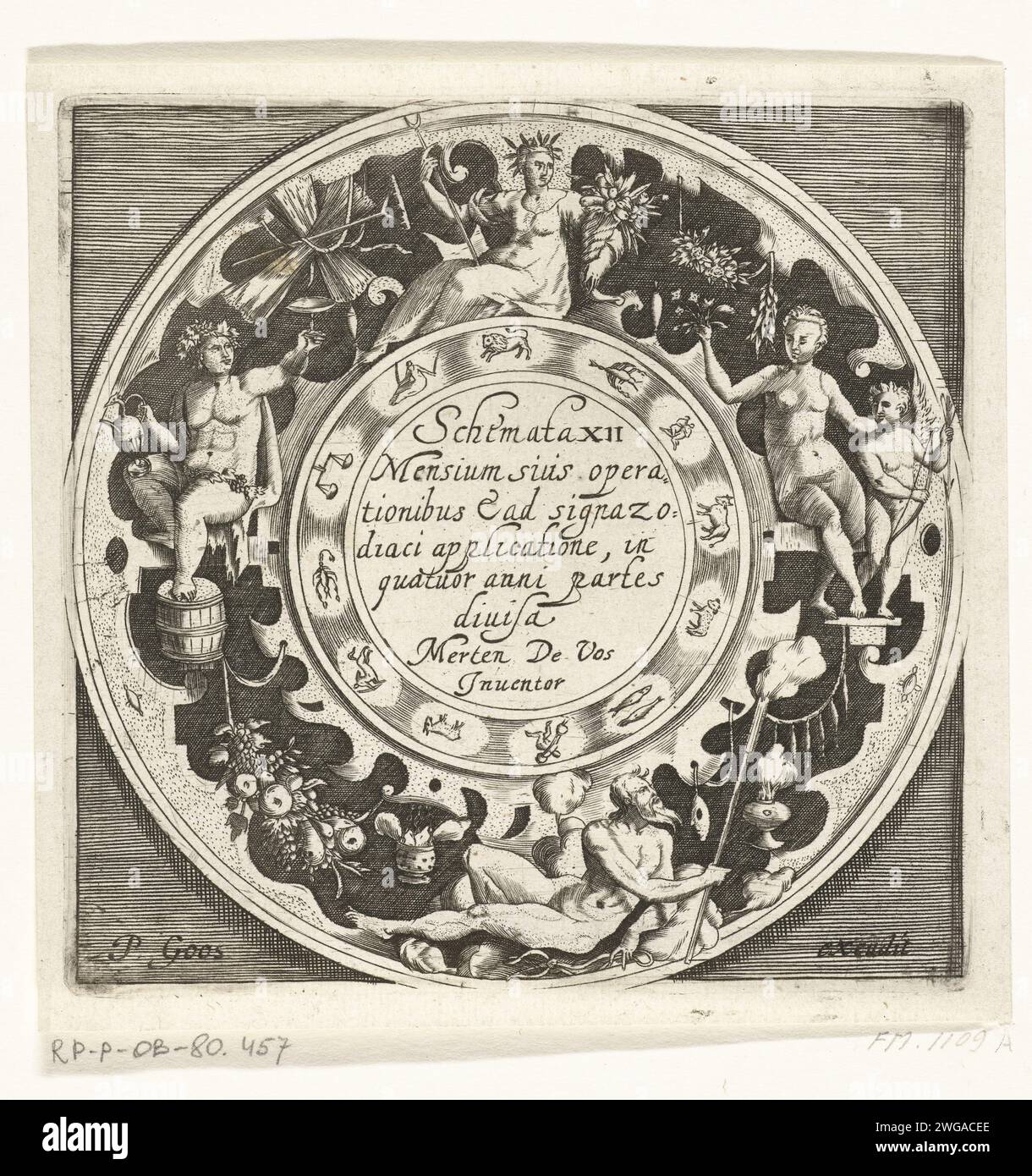 Title print for a series of the twelve months of the year depicted in ...