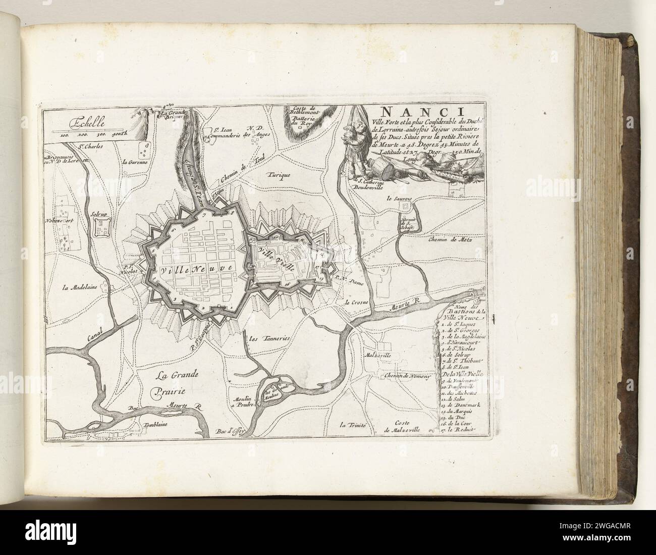 Map of Nancy, ca. 1695, 1695 - 1697 print Map of the reinforcements for the French city of Nancy ...