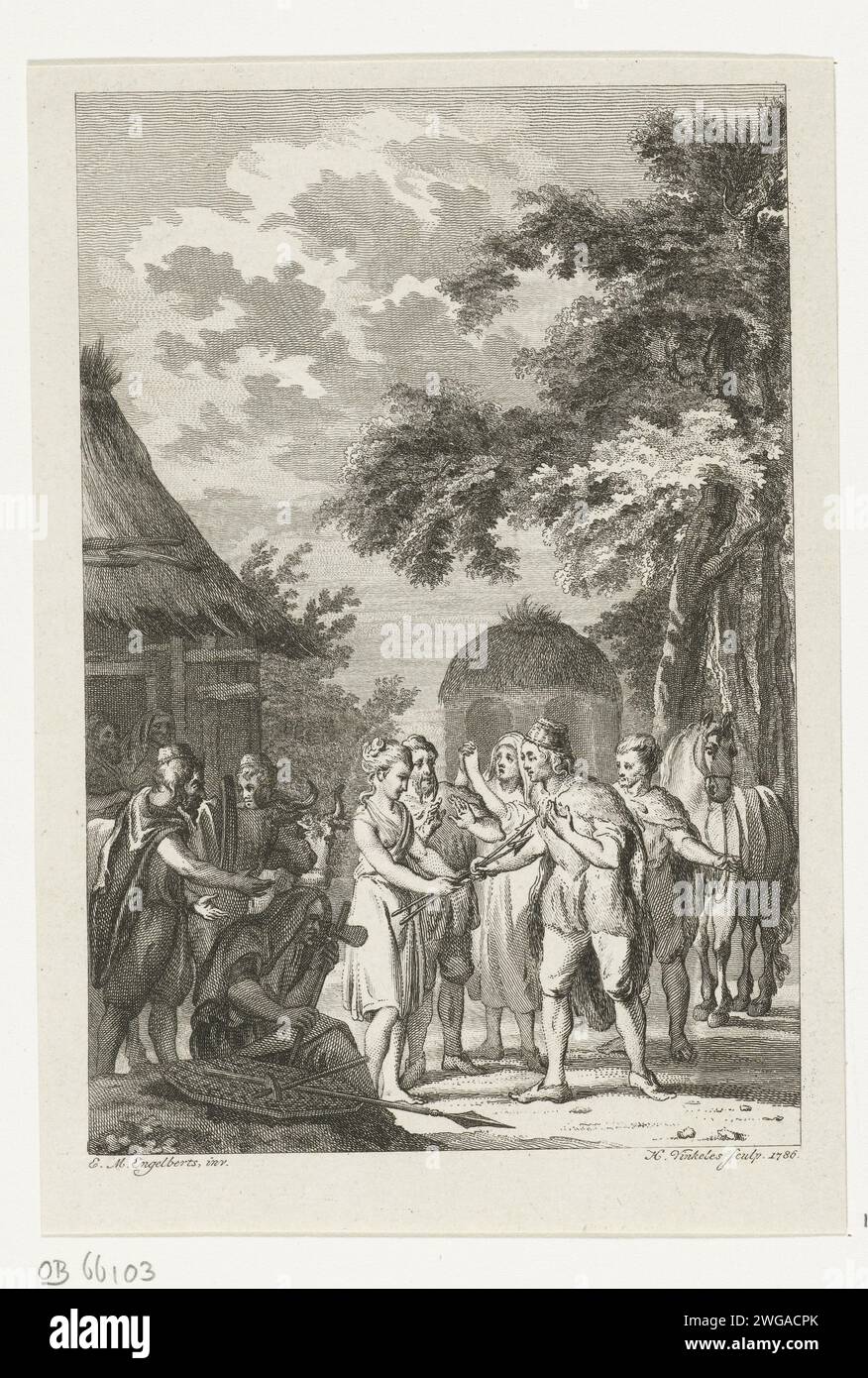 Wedding ceremony of the Batavians, Harmanus Vinkeles, After Engelbertus ...
