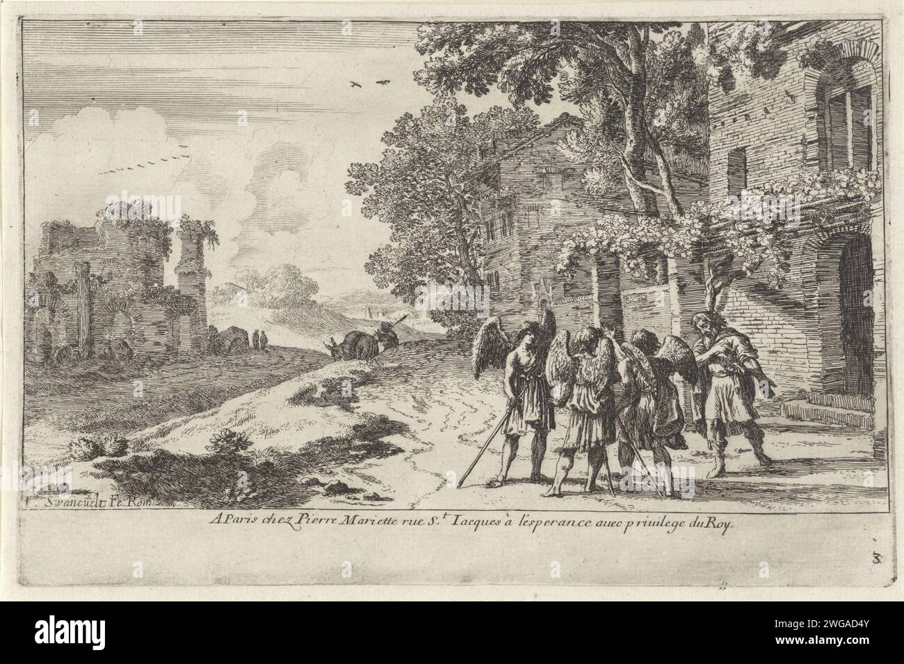 Abraham receives the three angels, Herman van Swanevelt, 1643 - 1655 ...