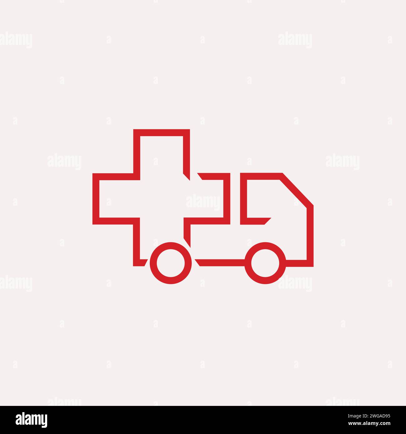 A logo featuring lines form the shape of an ambulance with a medical ...