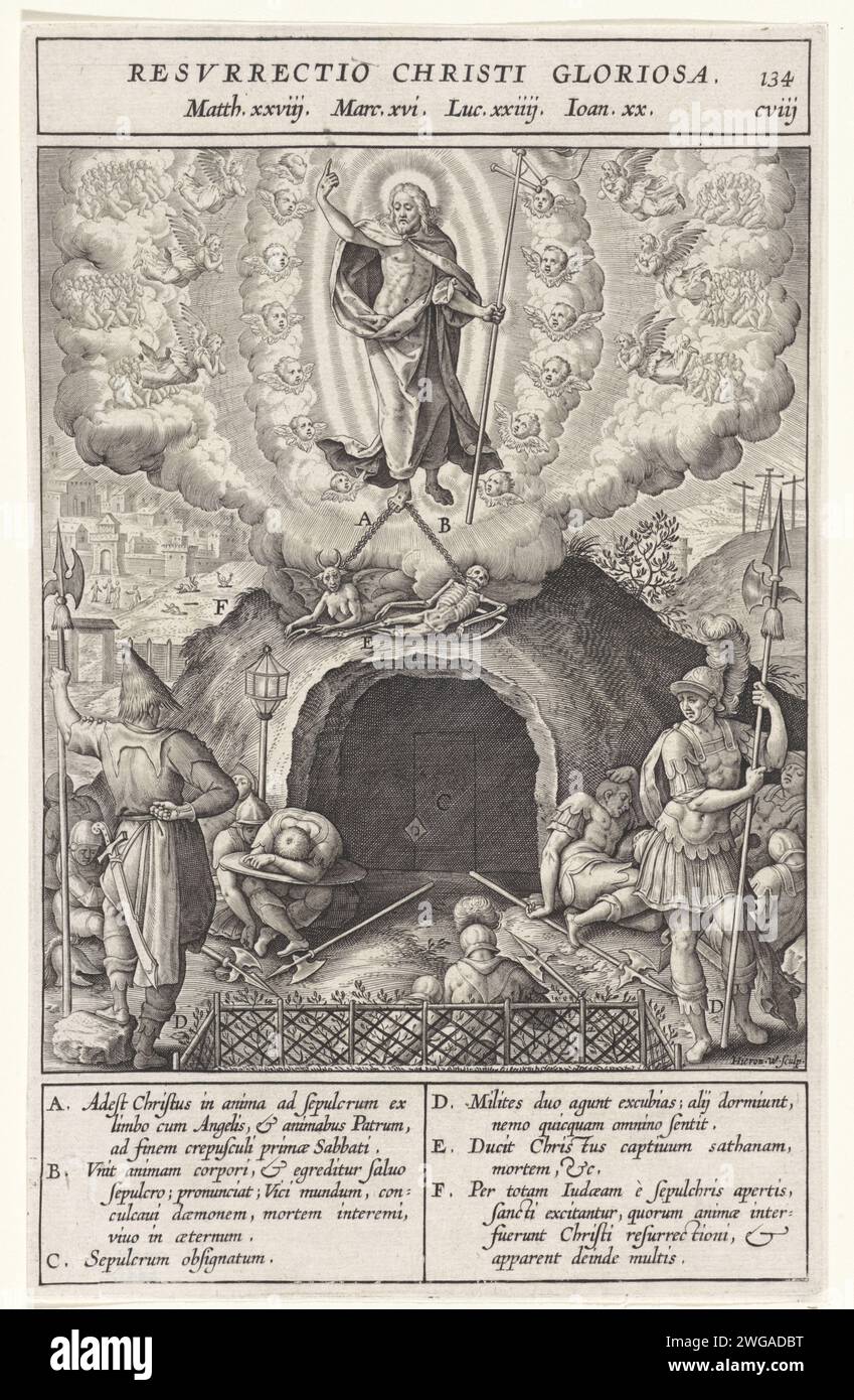 Resurrection of Christ, Hieronymus Wierix, After Bernardino Passeri, 1593 print Christ rises ...