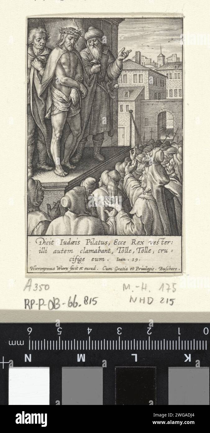 Christ shown to the people, Hieronymus Wierix, 1563 - Before 1619 print Pontius Pilatus shows ...