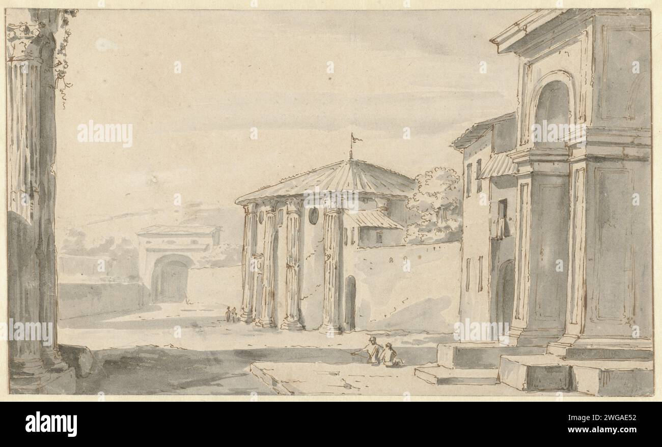 Face in Rome, Jacob van der Ulft, 1637 - 1689 drawing Former temple of ...