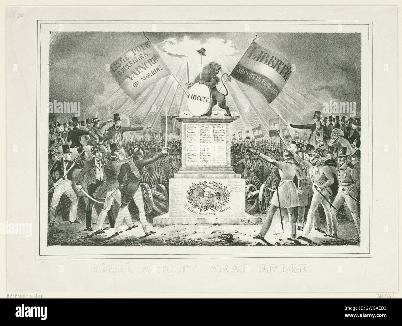 Allegory on the unity of the Belgians at the rebellion, 1830, 1830 ...