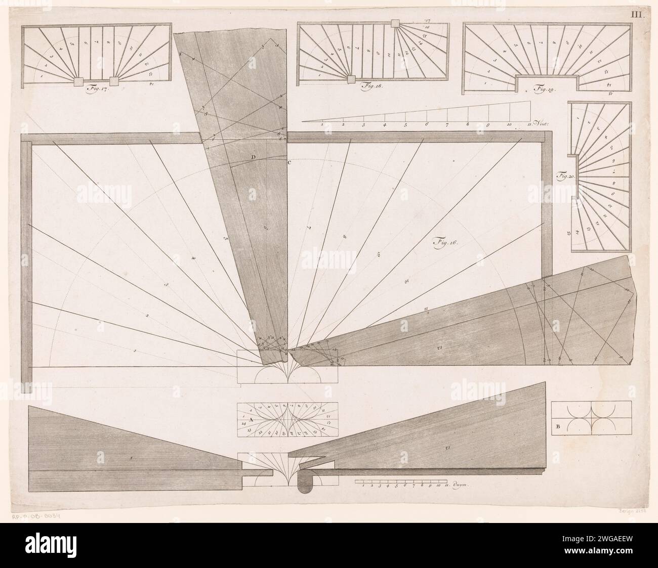 Technical drawings of stairs, Jan Schenk, After Tieleman van der Horst ...