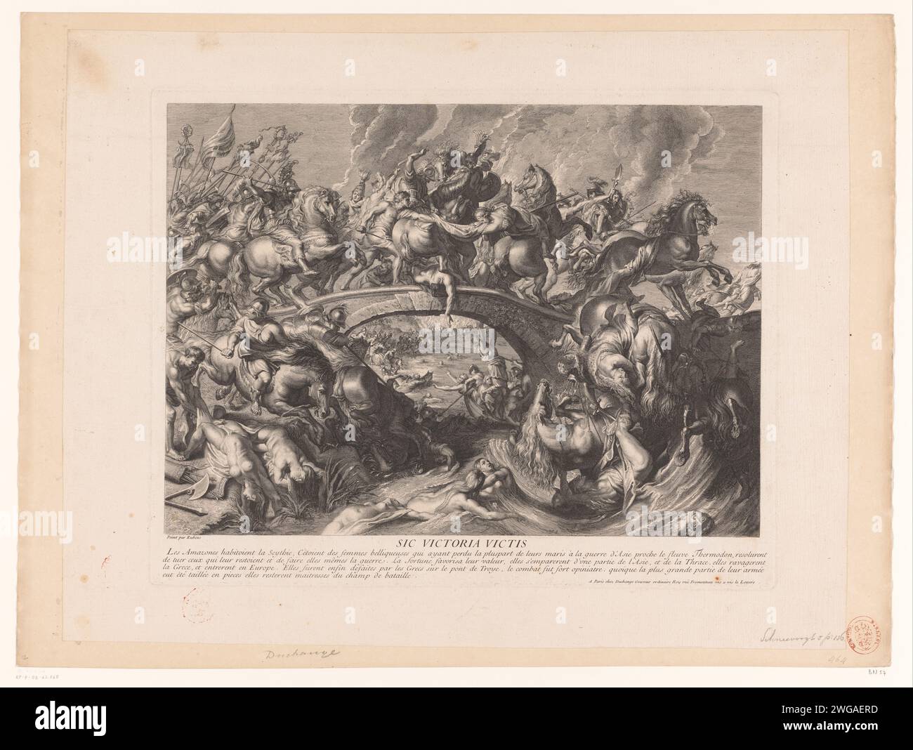Amazonenlag on a bridge, Gaspard Ducange (attributed to), after Peter ...