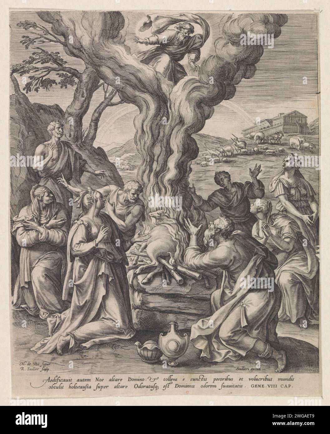Sacrifice from Noah after the flood, Raphaël Sadeler (I), After Maerten ...