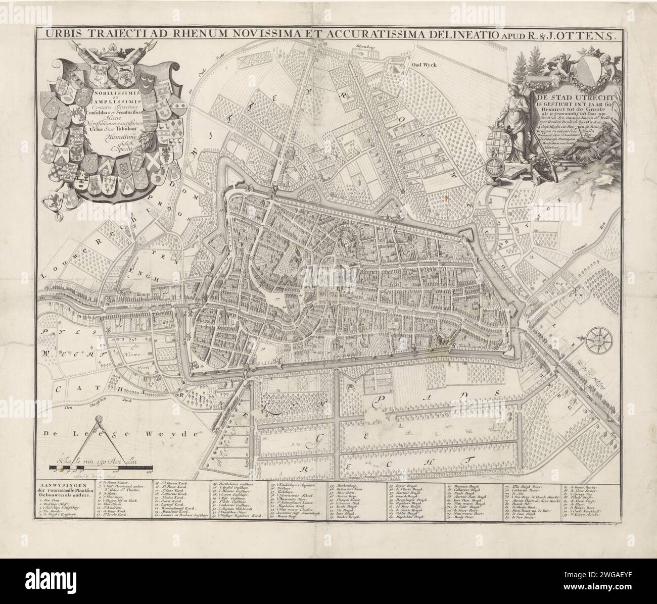 Map of Utrecht, Jan van Vianen, After Caspar Specht, 1725 - 1751 print ...
