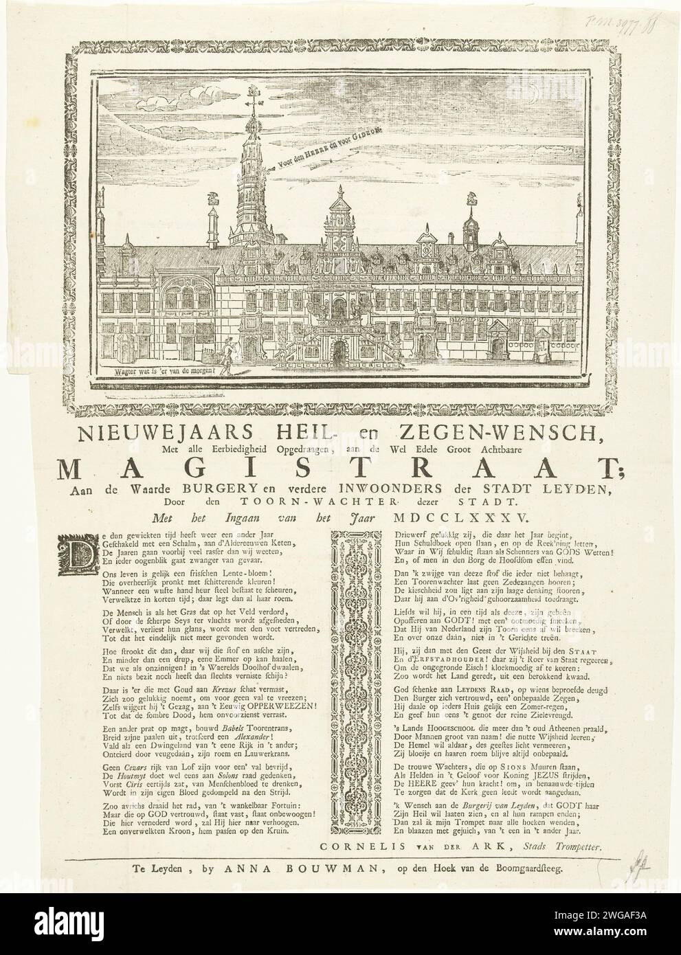 New Year's Substitute of the Tower Guard of Leiden for the year 1785 ...