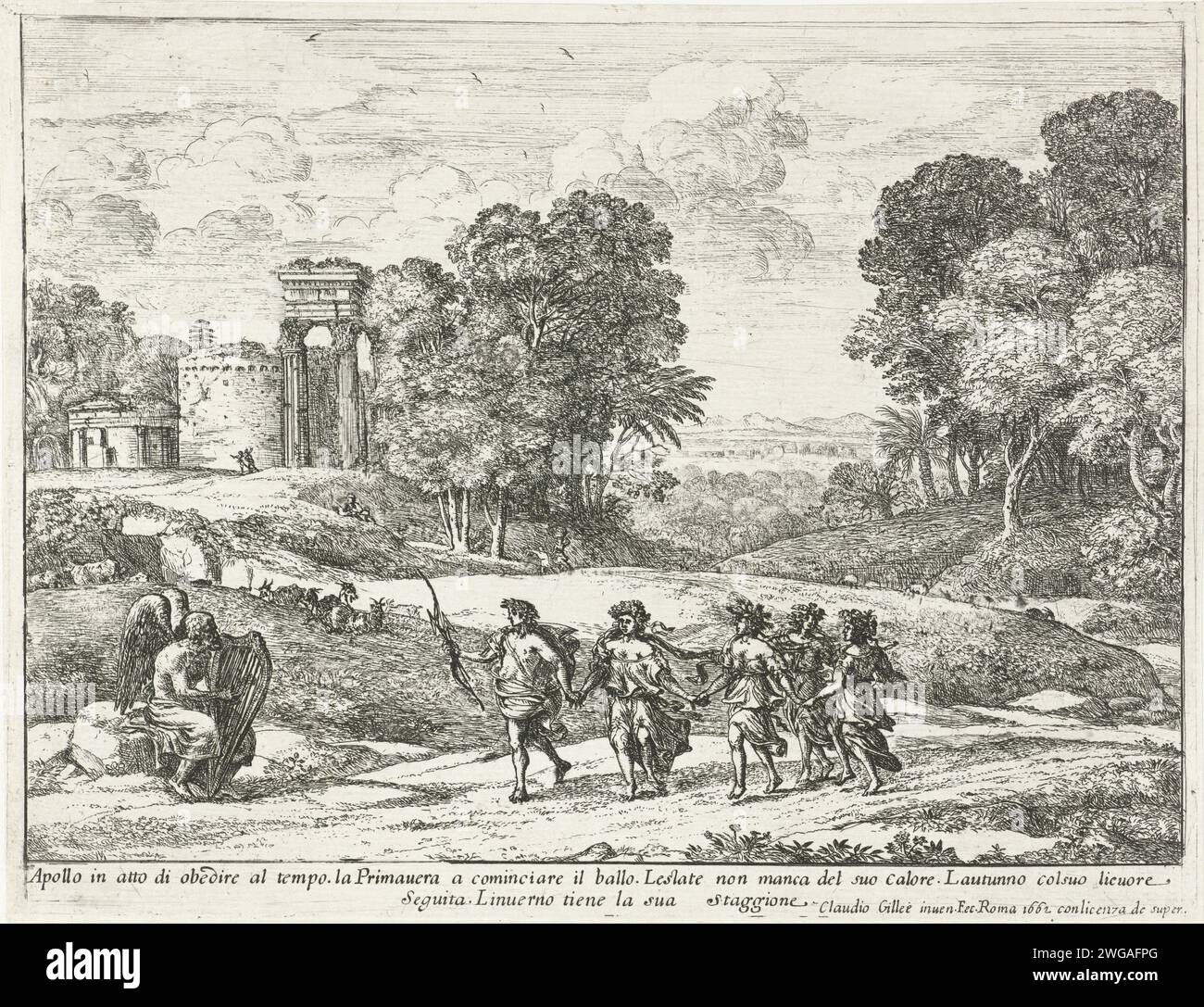 De Tijd, Apollo and the four seasons, Claude Lorrain, 1662 print Time ...