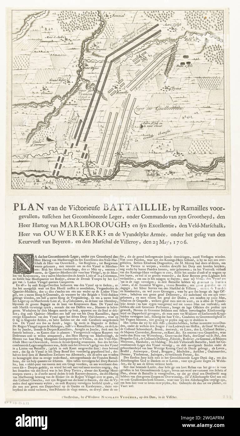 Battle of Ramillies, 1706, 1706 print Map of the Battle of Ramillies ...