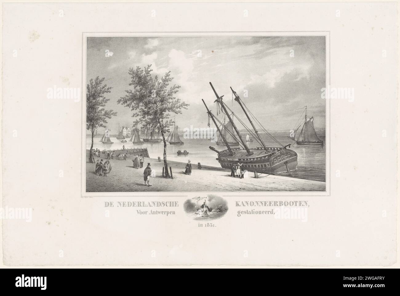 Dutch gunboats for Antwerp, 1831, Anonymous, 1831 print Face of the ...