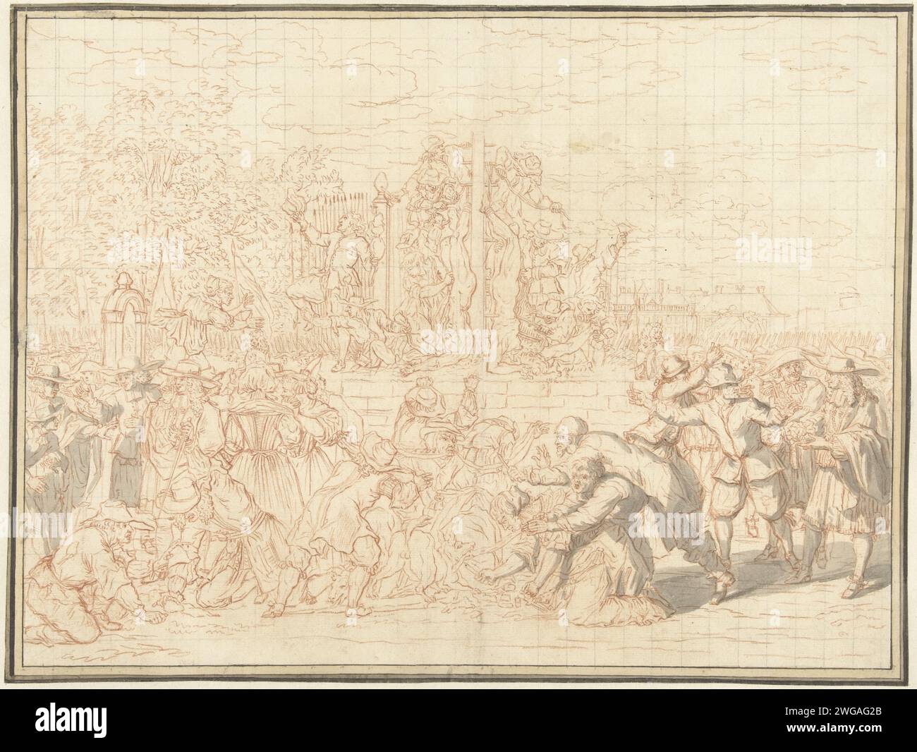 Mutilation of the bodies of the De Witt brothers, 1672, 1728 drawing ...