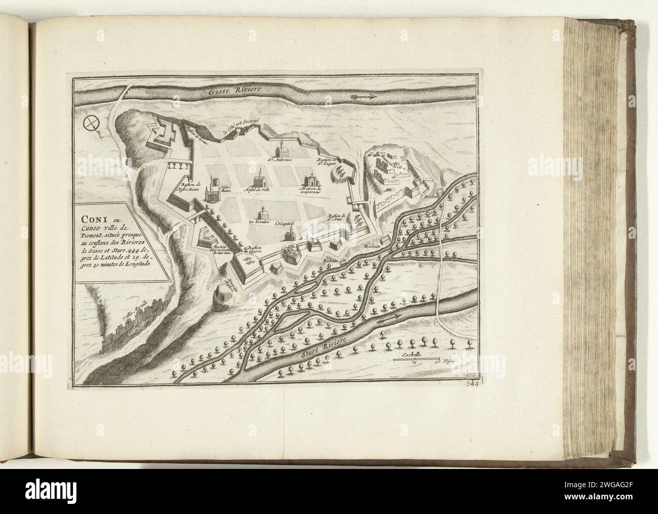 Map of Cuneo, 1726, 1726 print Map of the reinforcements around the ...