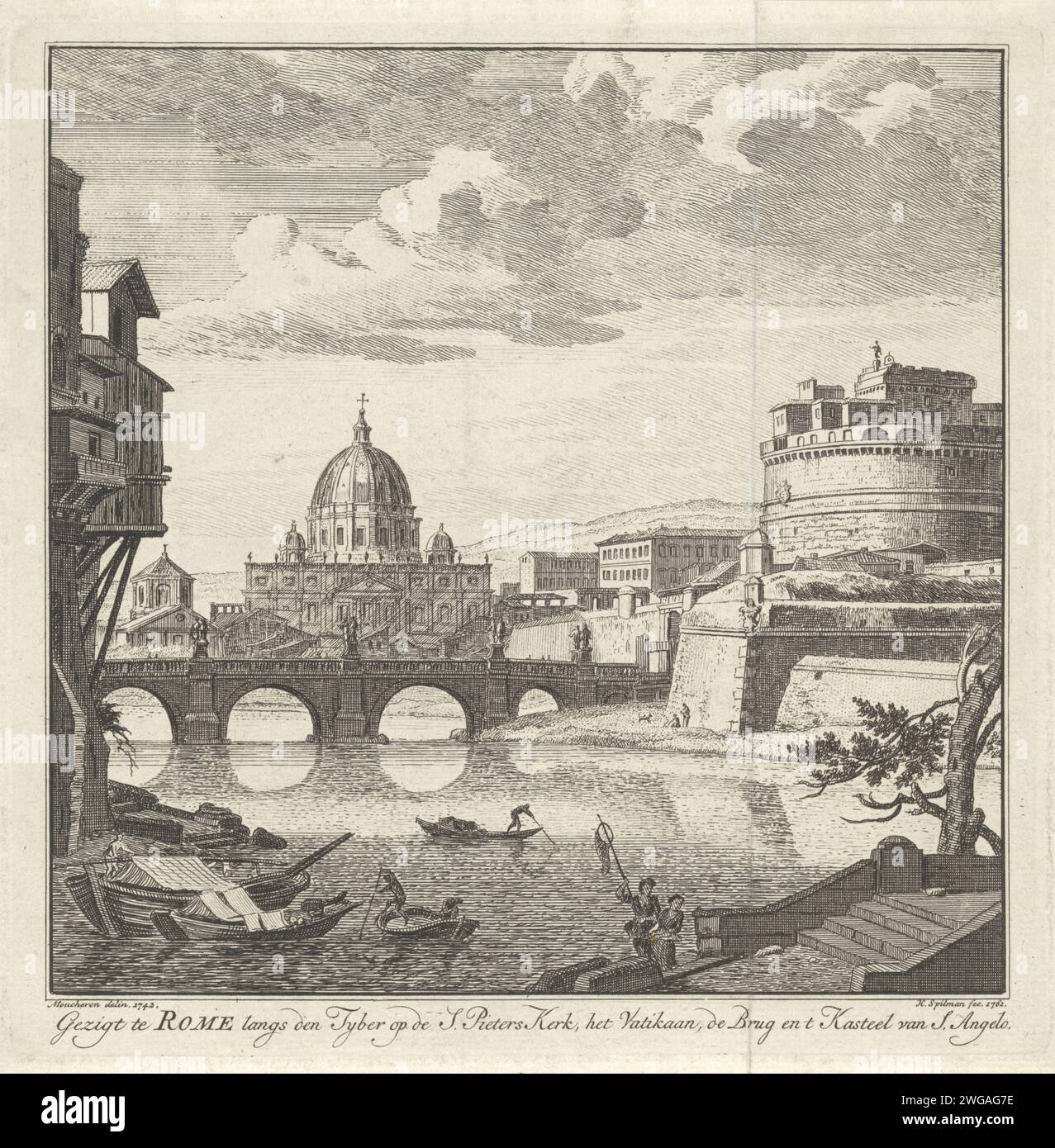 View of Rome, Hendrik Spilman, After De Moucheron, 1742 - 1784 print ...
