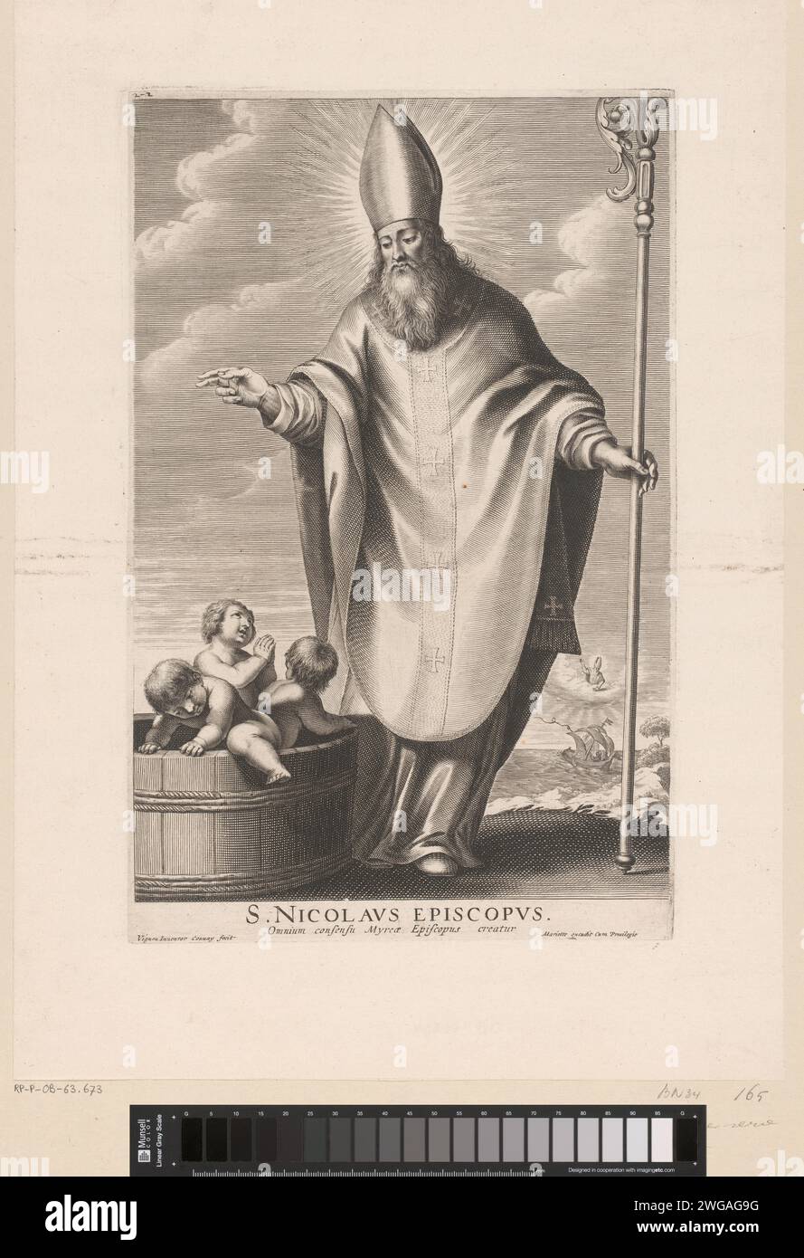 Holy Nicolaas of Myra with three children in a barrel, Jean Couvay ...