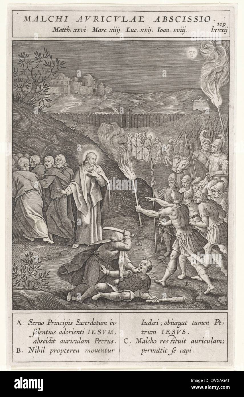 Petrus cuts the ear of Malchus, Hieronymus Wierix, After Bernardino ...