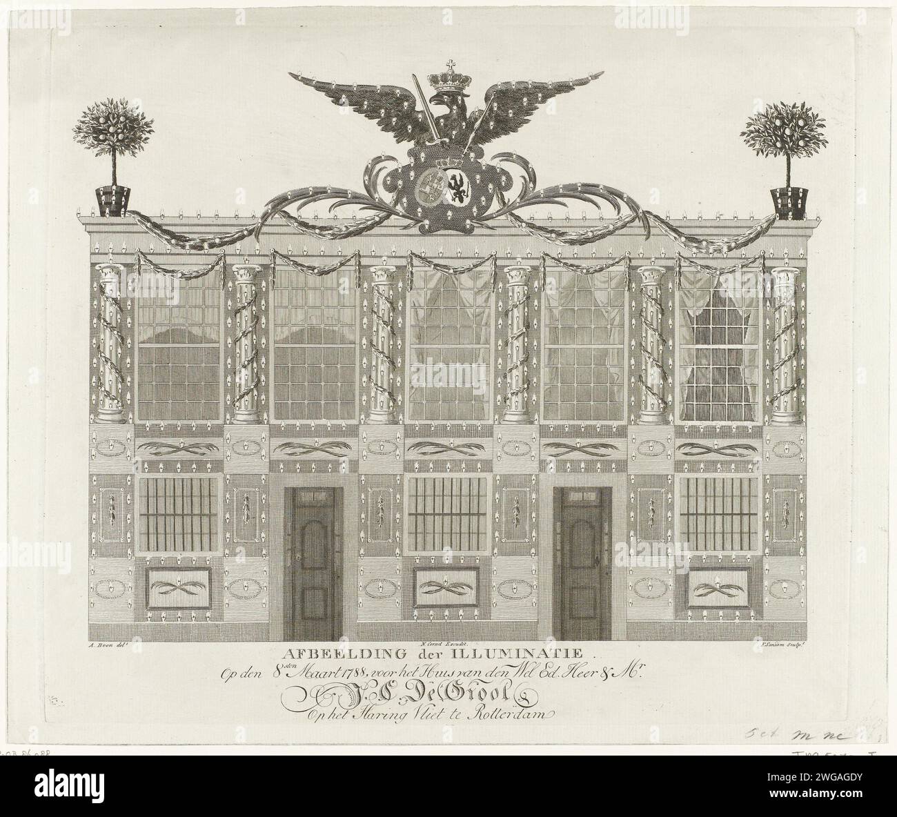 Illumination of the house of J.C. de Groot in Rotterdam, 1788 ...