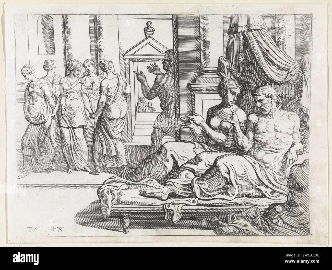 Odysseus tells Penelope, Theodoor van Thulden, After Francesco ...