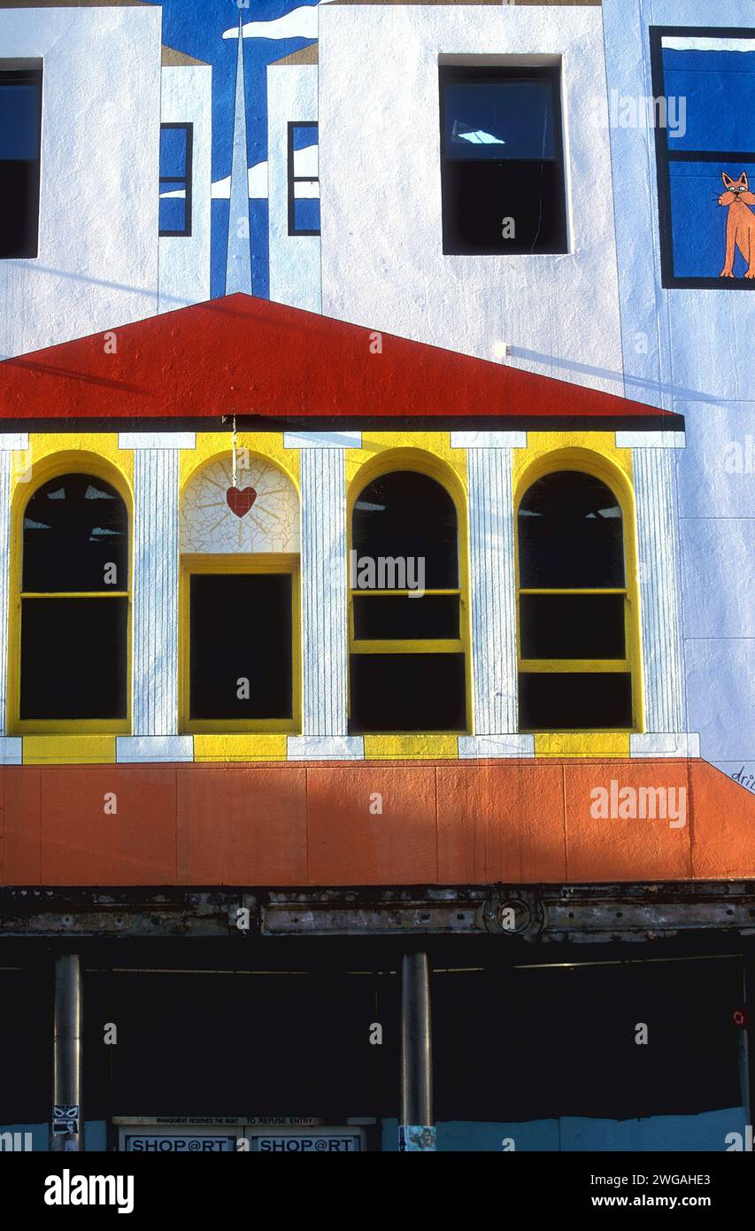 Architectual painting on old building, Queenstown, Tasmania Australia ...