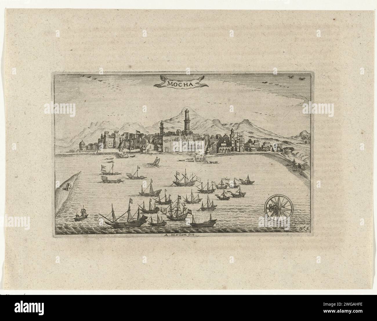 The port of Mocha, 1616, 1646 print View of the port of Mocha (Al Mukha ...
