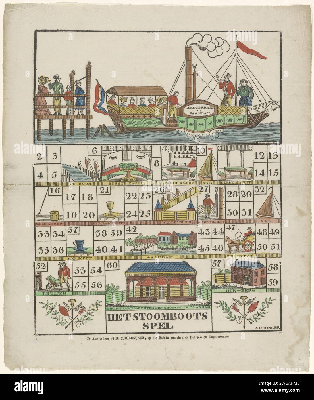 The steam boots / game, 1831 - 1842 print. gameboard Board game with ...