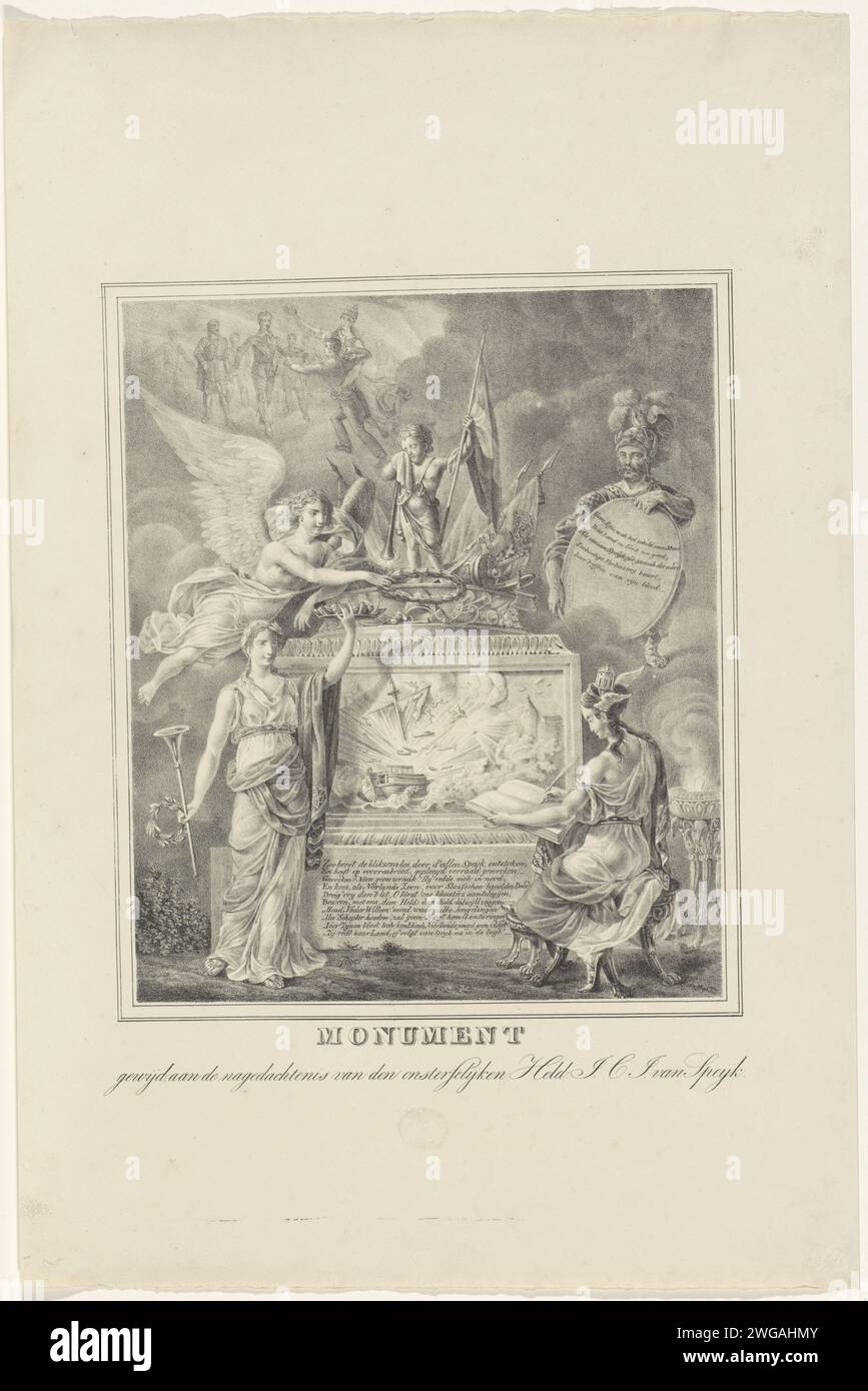 Allegorical grave monument for Jan van Speijk, 1831, 1831 print Allegorical grave monument for ...