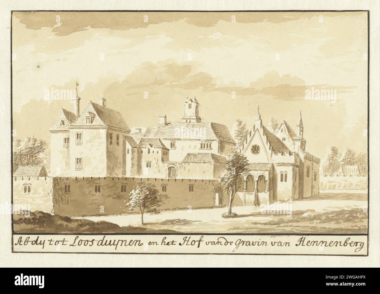 View of the abbey and the court of Henneberg in Loosduinen, Abraham ...