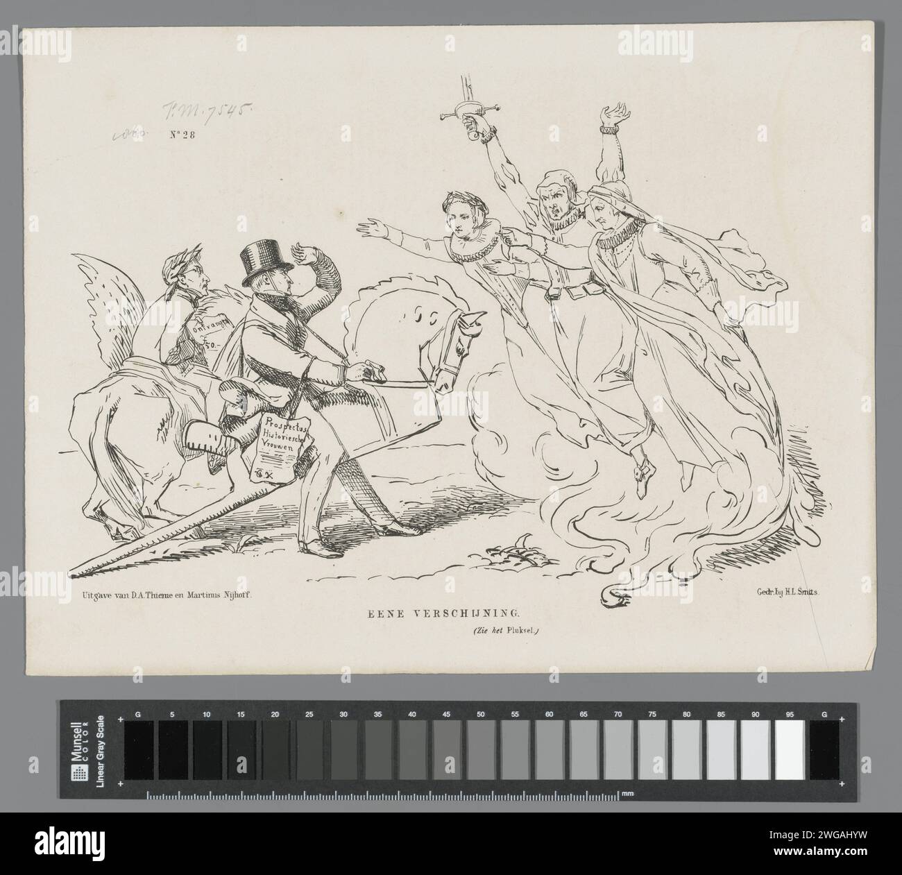 Cartoon on A.C. Kruseman and his 'historical women', 1860, 1860 print ...